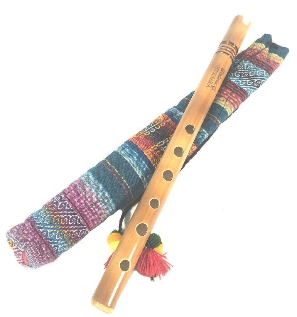 Quena Flute -Bamboo Bolivian Quena with Aguayo Soft Case 38cm