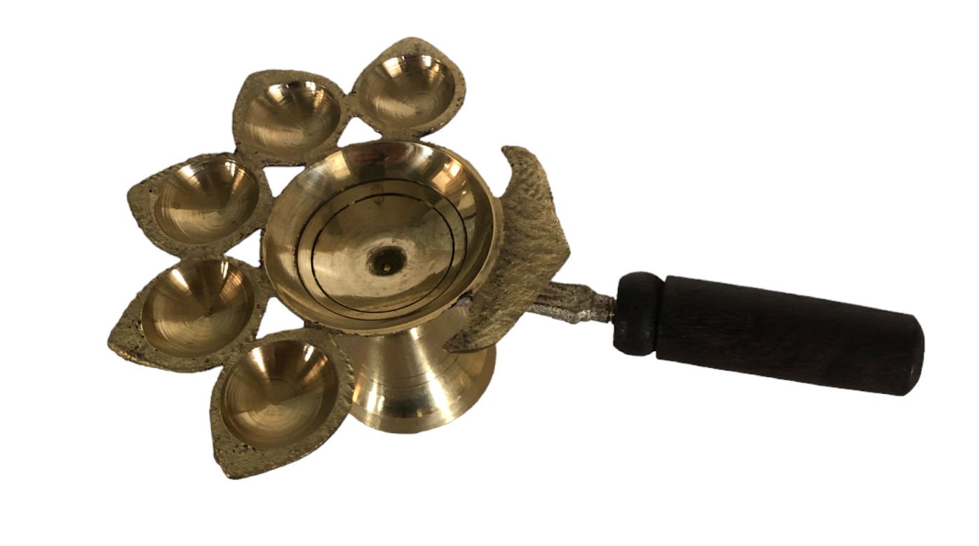 Jyoti Oil Lamp | Brass Handheld Lotus Jyoti Oil Lamp