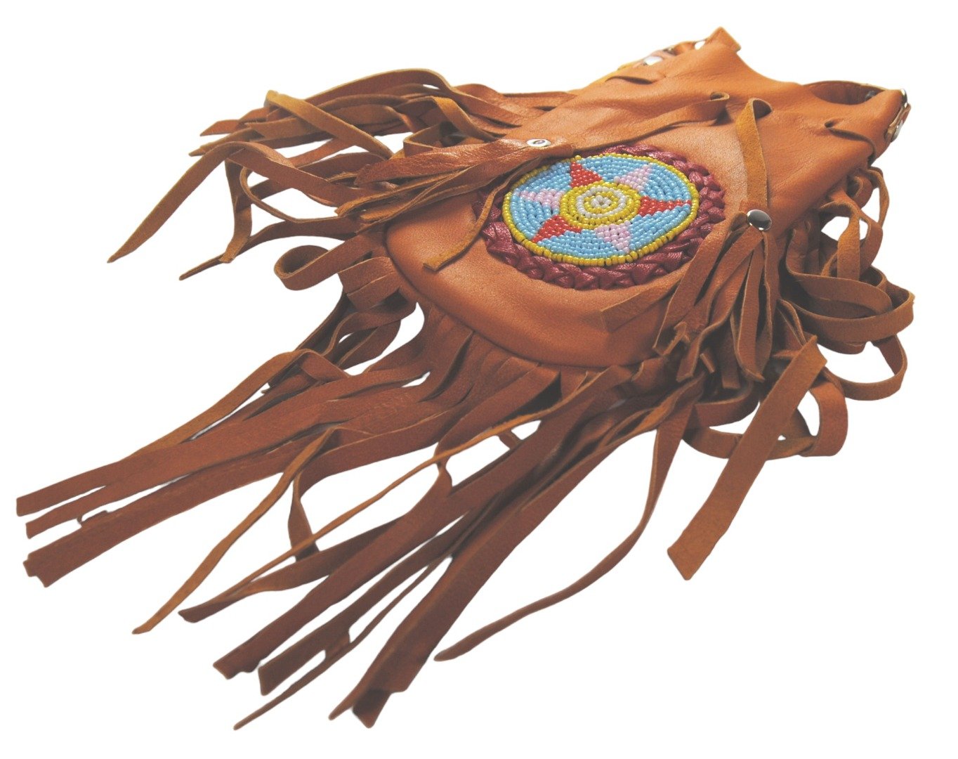 Fair Trade Native American Leather Medicine Bag -terracotta