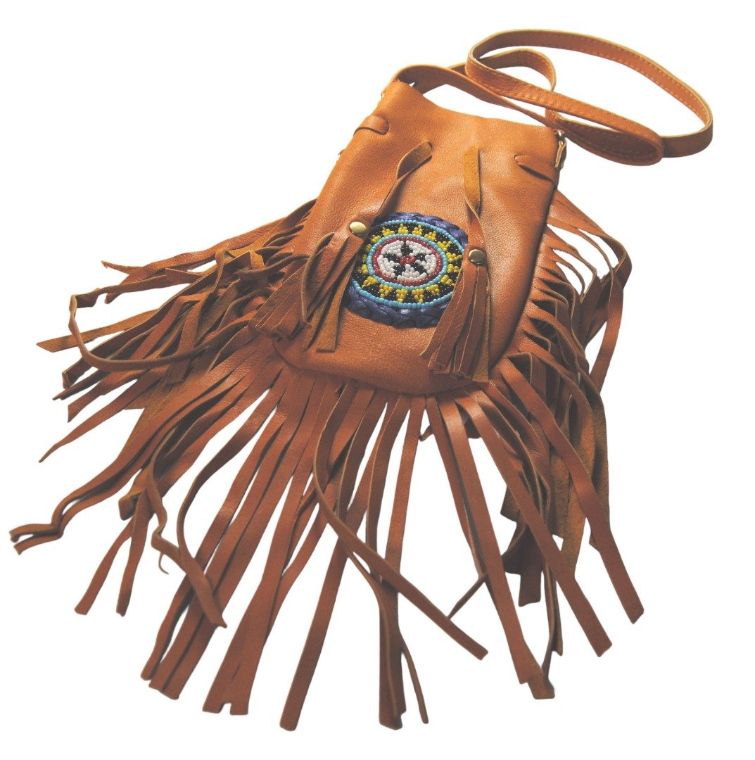 Fair Trade Native American Leather Medicine Bag -terracotta