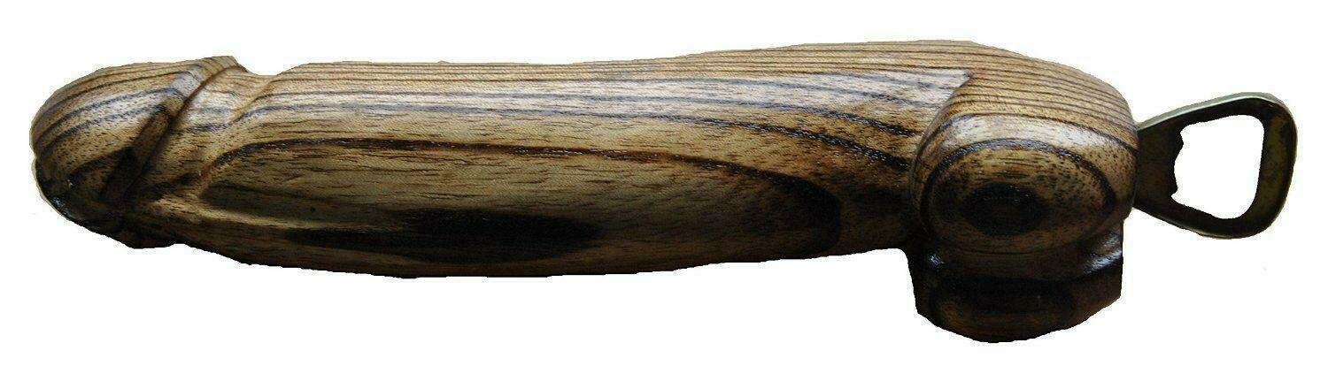 Fair Trade Wooden 8'' Penis Phallic Cock Bottle Opener hen party