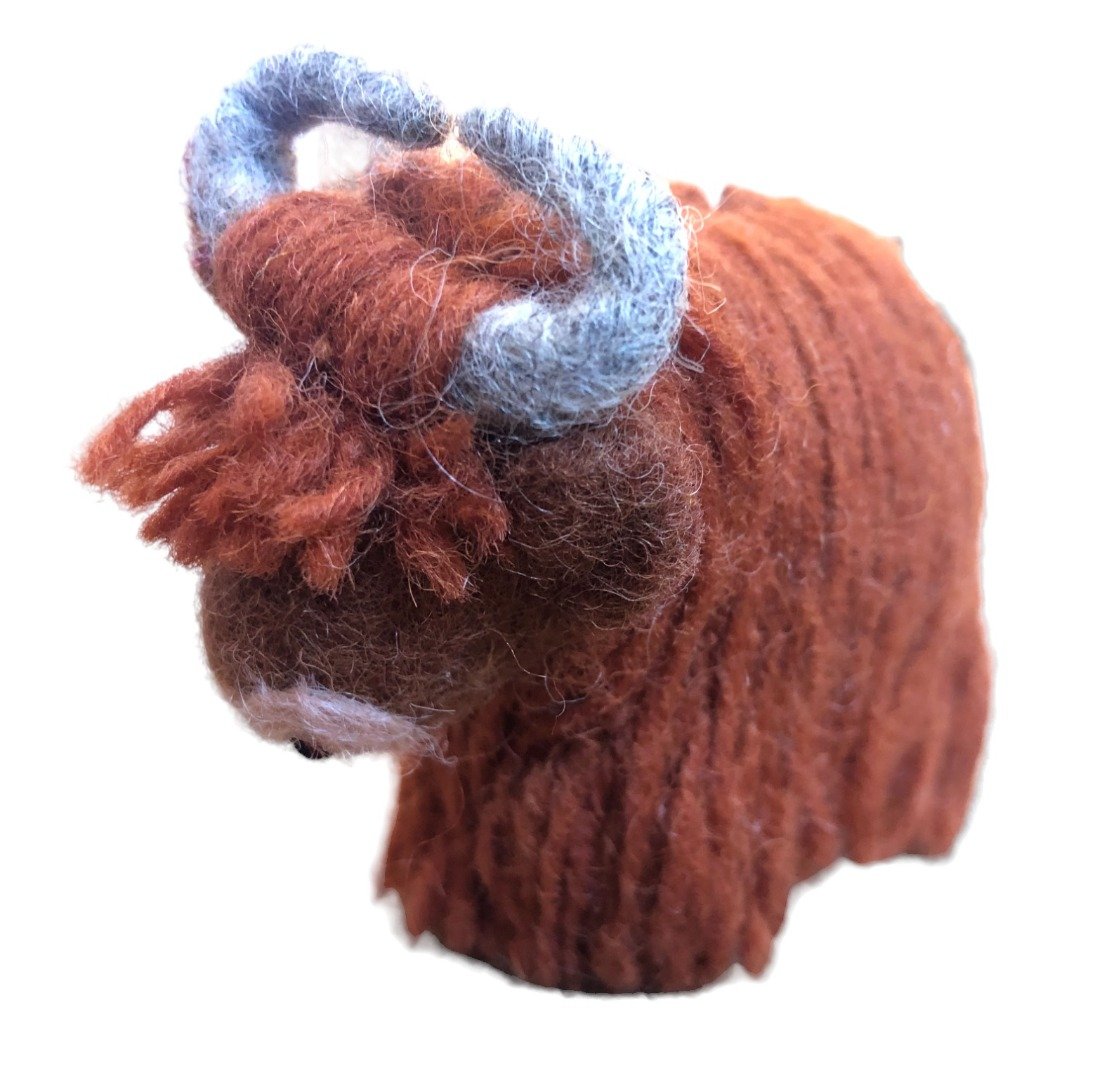 highland cow toy - wool mountain yak fluffy gift animal scottish
