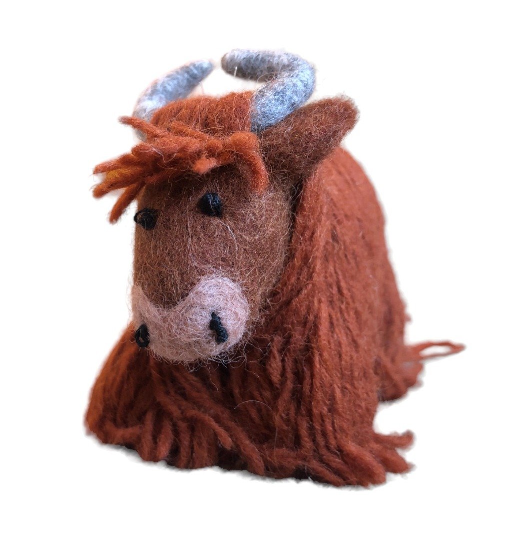 highland cow toy - wool mountain yak fluffy gift animal scottish