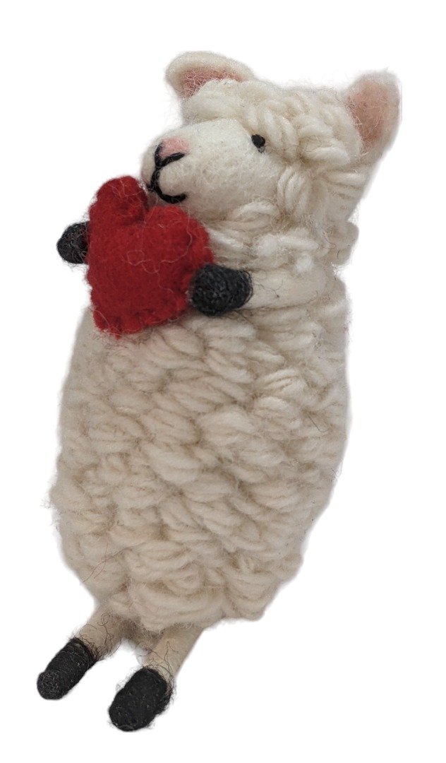 Felt Wool Valentines Gift Sheep Love ornament fluffy Animal
