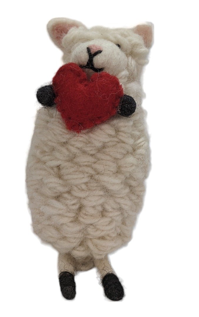 Felt Wool Valentines Gift Sheep Love ornament fluffy Animal