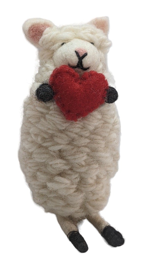 Felt Wool Valentines Gift Sheep Love ornament fluffy Animal