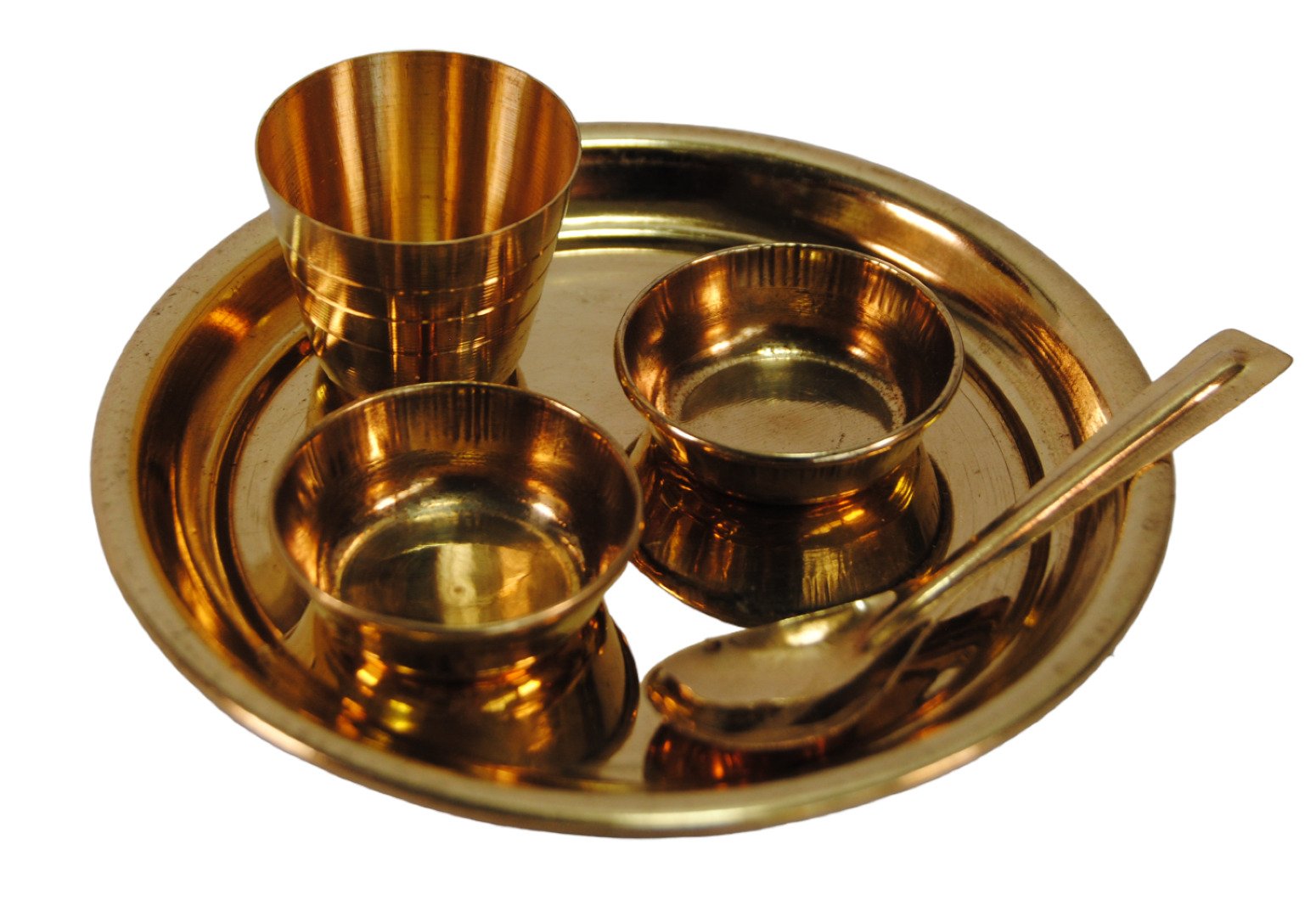 Pure Brass Puja Thali Set Laddu Gopal Bhog kanha ji Diya Ghanti Plate 5 ...