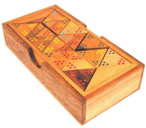 Fair Trade Thai Wooden Tri Dominoes Traditional Board Game Set