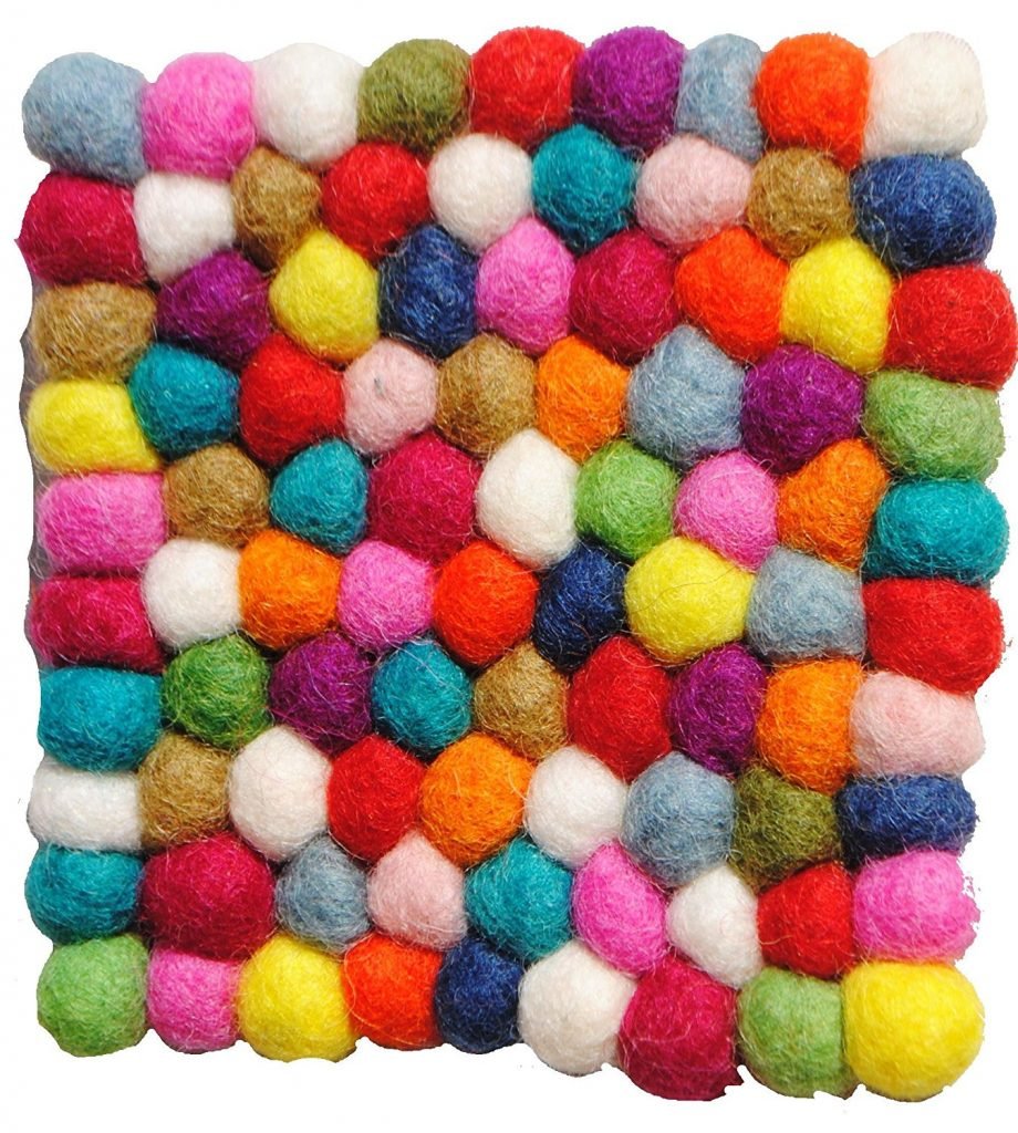 Felt Coaster Square Wool Felt Ball Nepal - Terrapin Trading