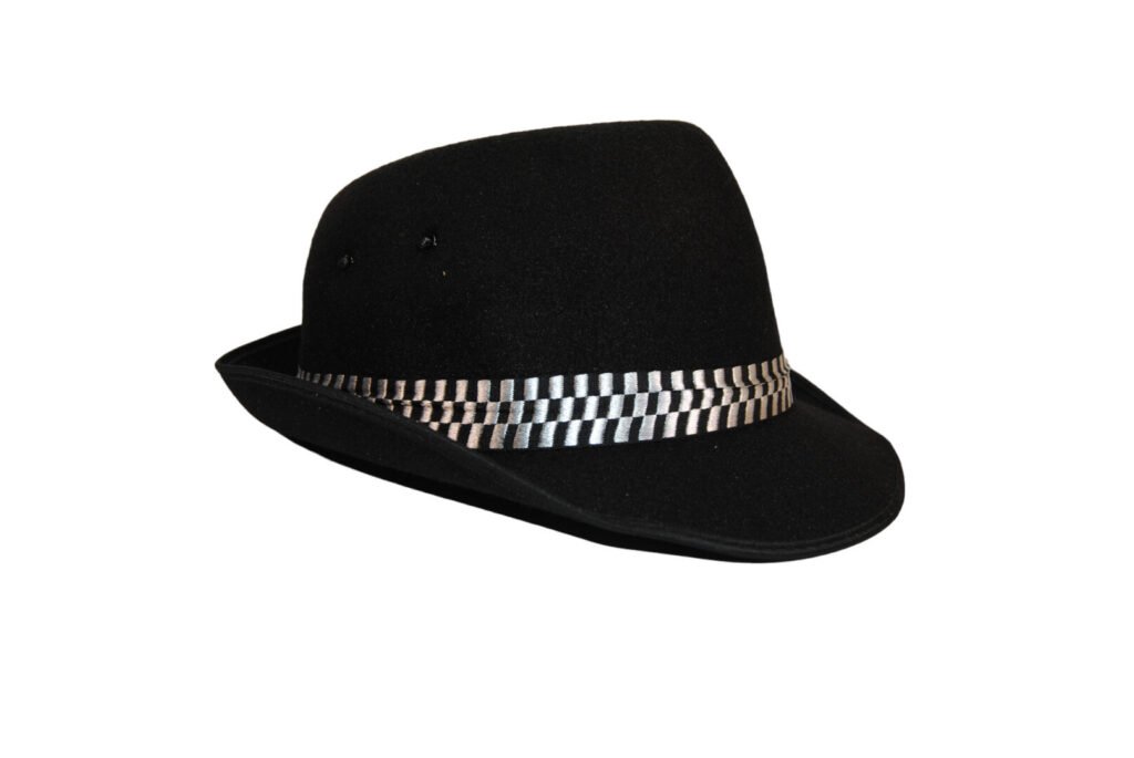Ska Hat - Black Porkpie 2Tone Music Festival Oi! Rude Boy Trilby 4 Sizes