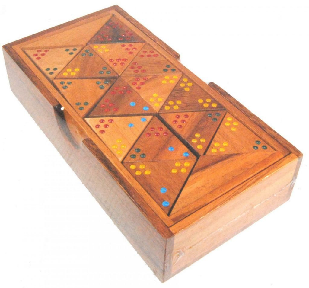 Fair Trade Thai Wooden Tri Dominoes Traditional Board Game Set