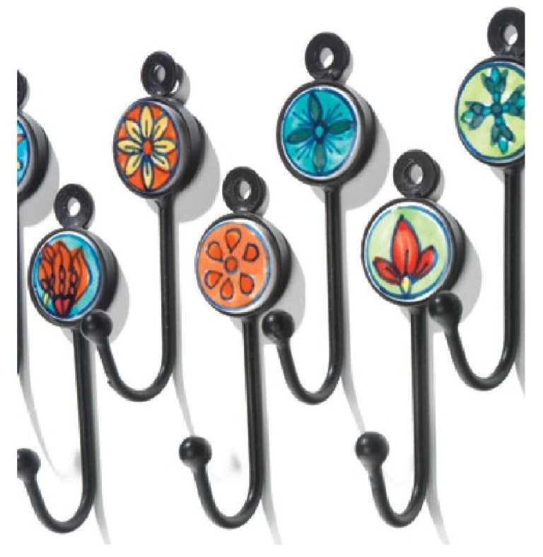 Ceramic Hooks | hand-painted | 3x9x3cm | Pair - Terrapin Trading